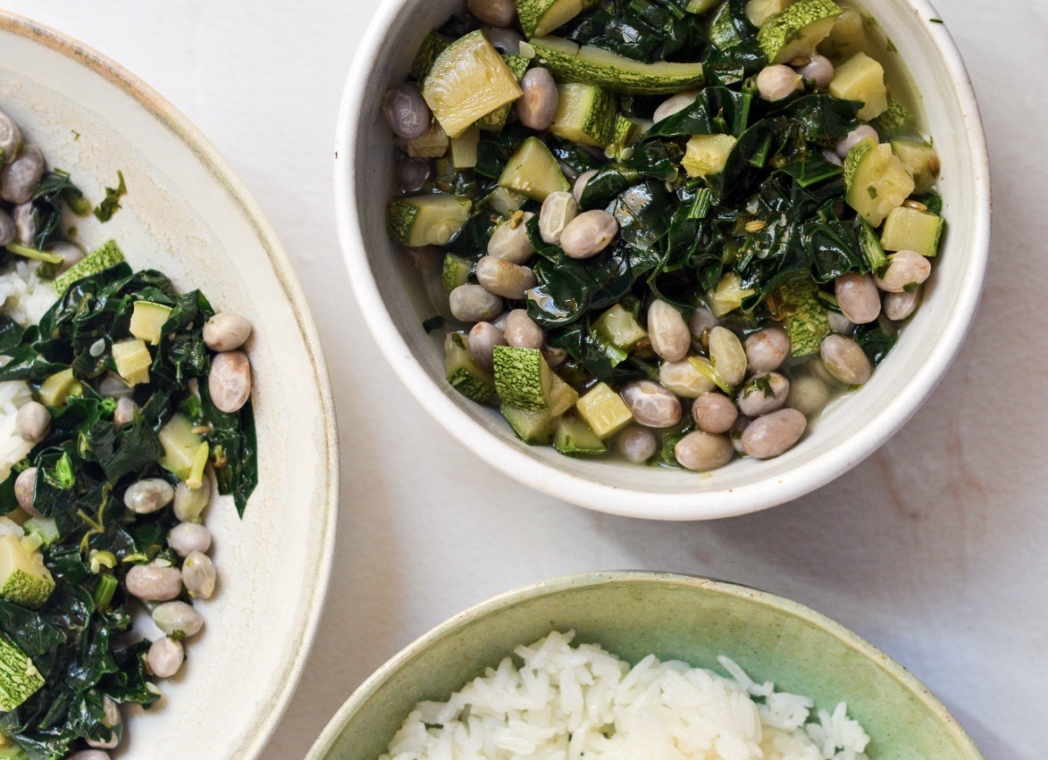 Plato verde: ejotes con calabazas y espinacas | Ranayu